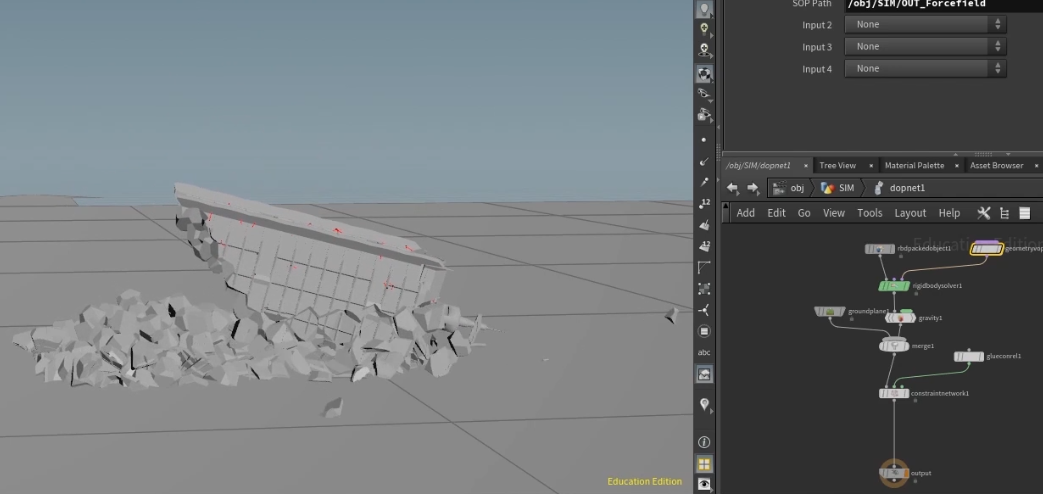 Fracturing with glue constraints | SideFX