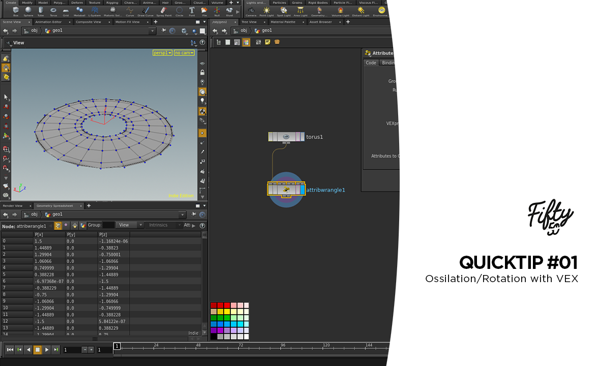 Houdini Quicktip #01- Ossilation/Rotation with VEX | SideFX Houdini Quicktip #01- Ossilation/Rotation with VEX | SideFX