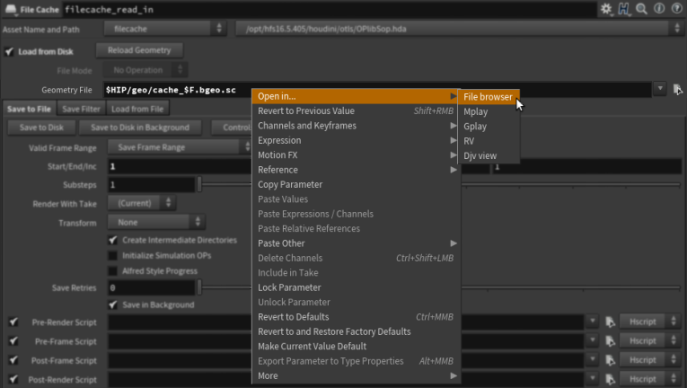 Open Parameter Path In File Browser Sidefx