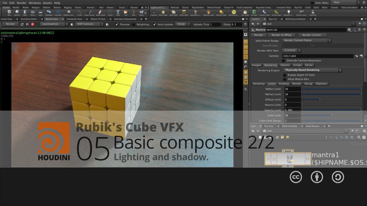 Rubik’s cube | 05 | Basic Composite 2/2 - Lighting and shadow | SideFX
